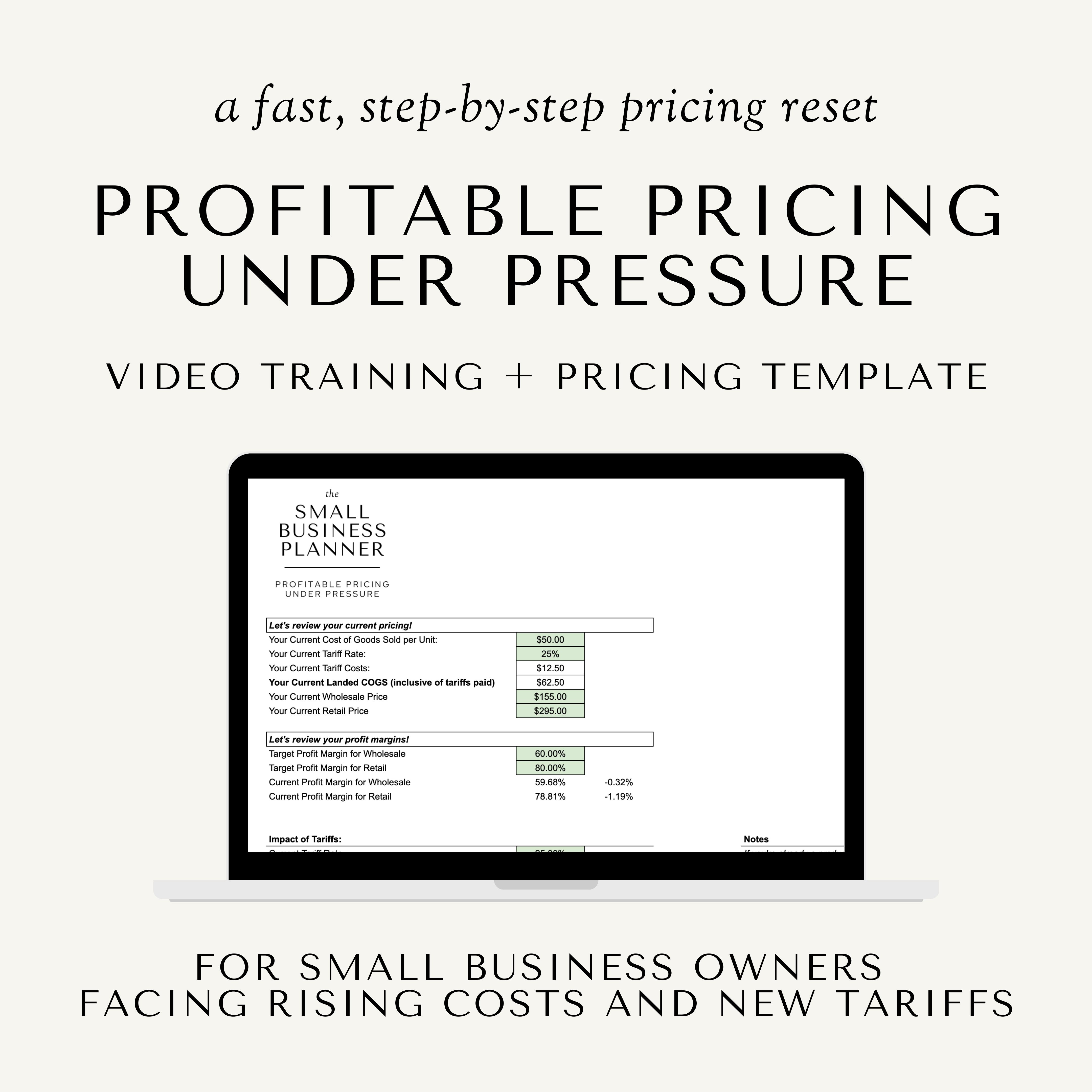 Profitable Pricing Under Pressure: Tariff Template | The Small Business ...